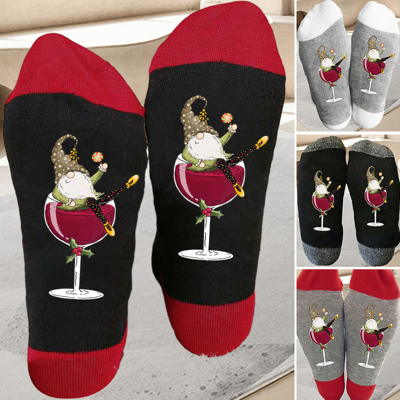 Gnome Wine Glass Unisex Crew Socks – cliprain